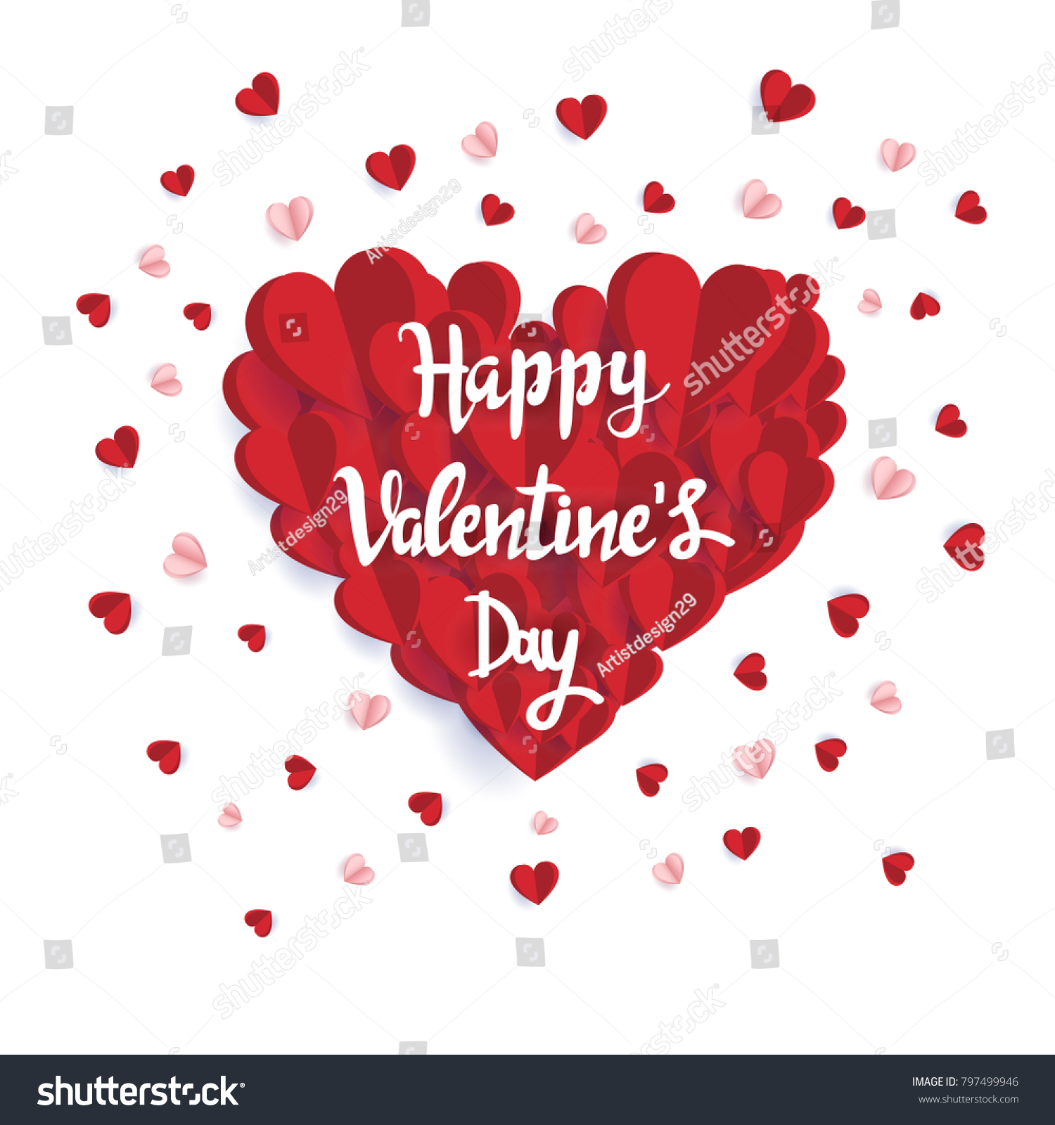 Happy valentine day. with creative love composition of the hearts ...