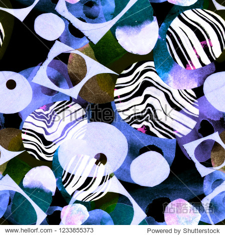 Hand drawn abstract seamless pattern of a modern art style. Raster ...