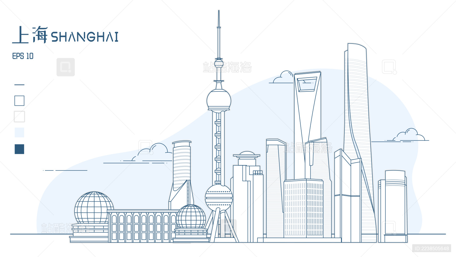 上海陆家嘴城市天际线矢量线性插画_站酷海洛_正版图片_视频_字体_音乐素材交易平台_站酷旗下品牌