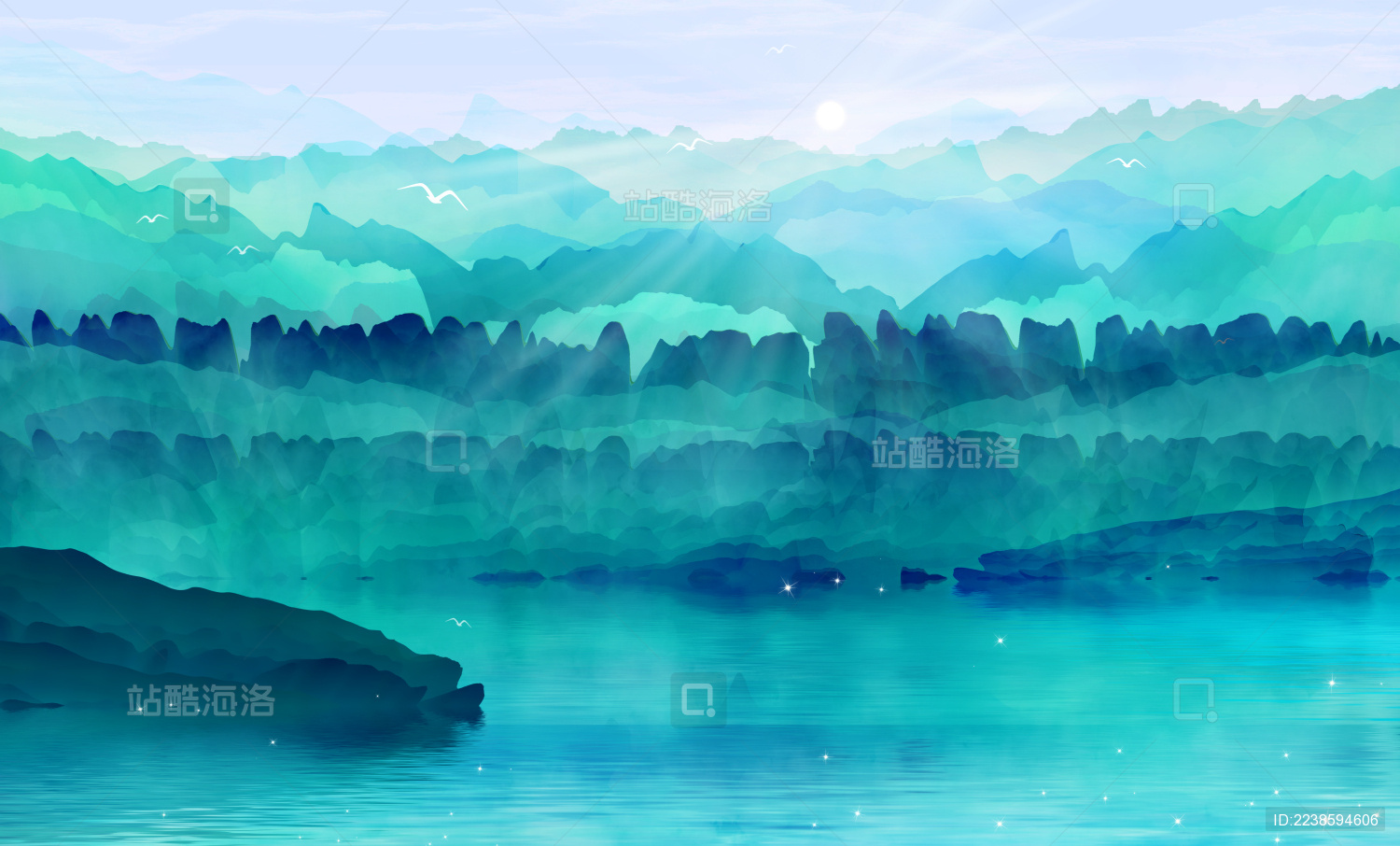 早晨阳光撒在森林里山峰上插画背景_站酷海洛_正版图片_视频_字体_音乐素材交易平台_站酷旗下品牌