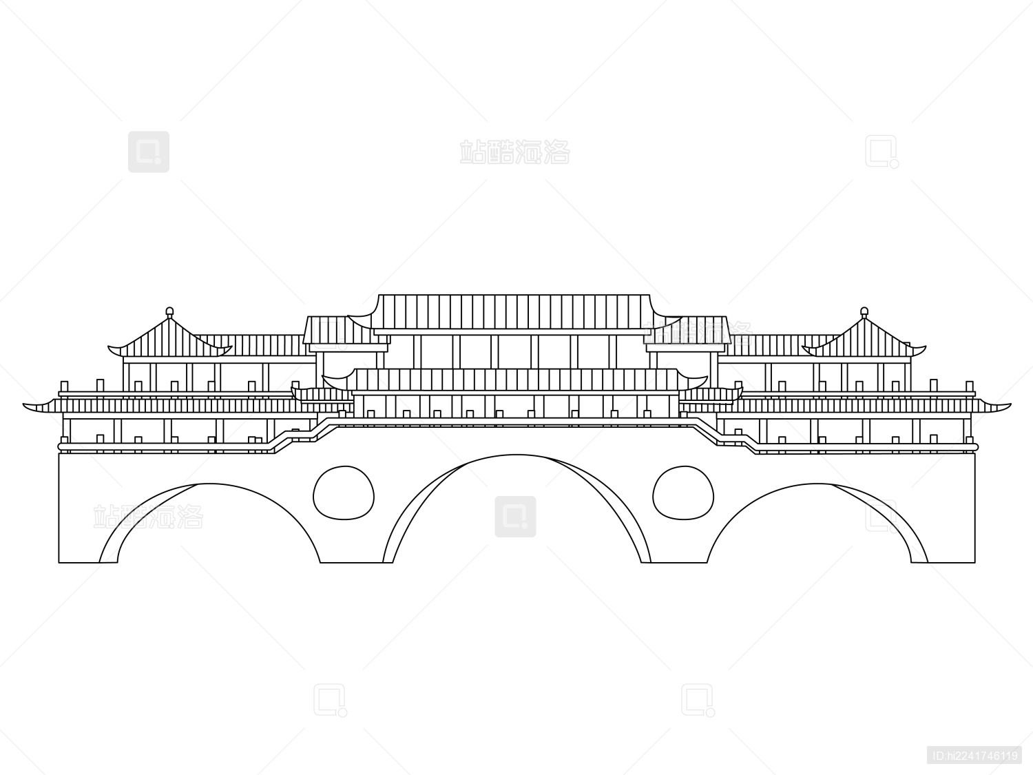 成都安顺廊桥线条插画素材 站酷海洛 正版图片 视频 字体 音乐素材交易平台 站酷旗下品牌